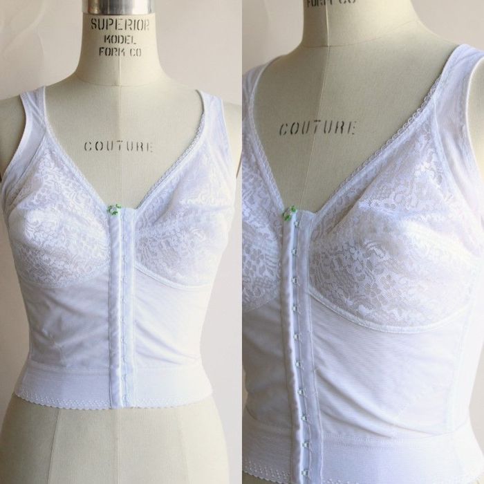 Vintage Vintage 1970s 1980s Bra, Gelmart, Longline White 36B, Pin Up ...