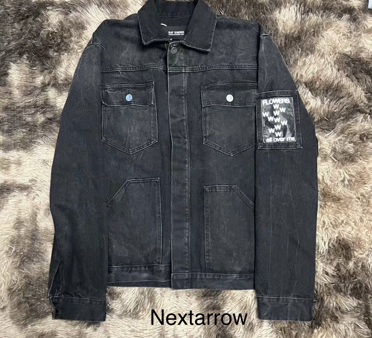 Raf Simons Raf Simons 21ss classic Sanskrit texture washed denim jacket ...