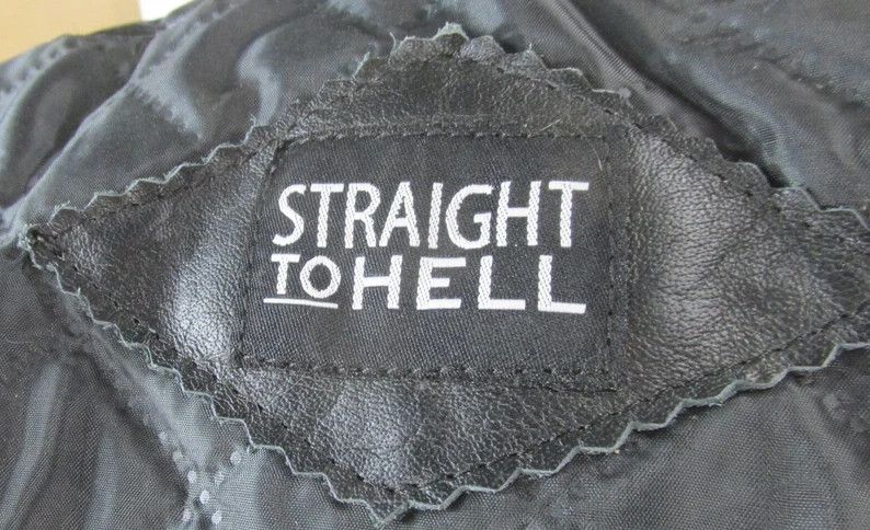 Straight To Hell Black and White Leather Commando Motorcycle Jacket ...