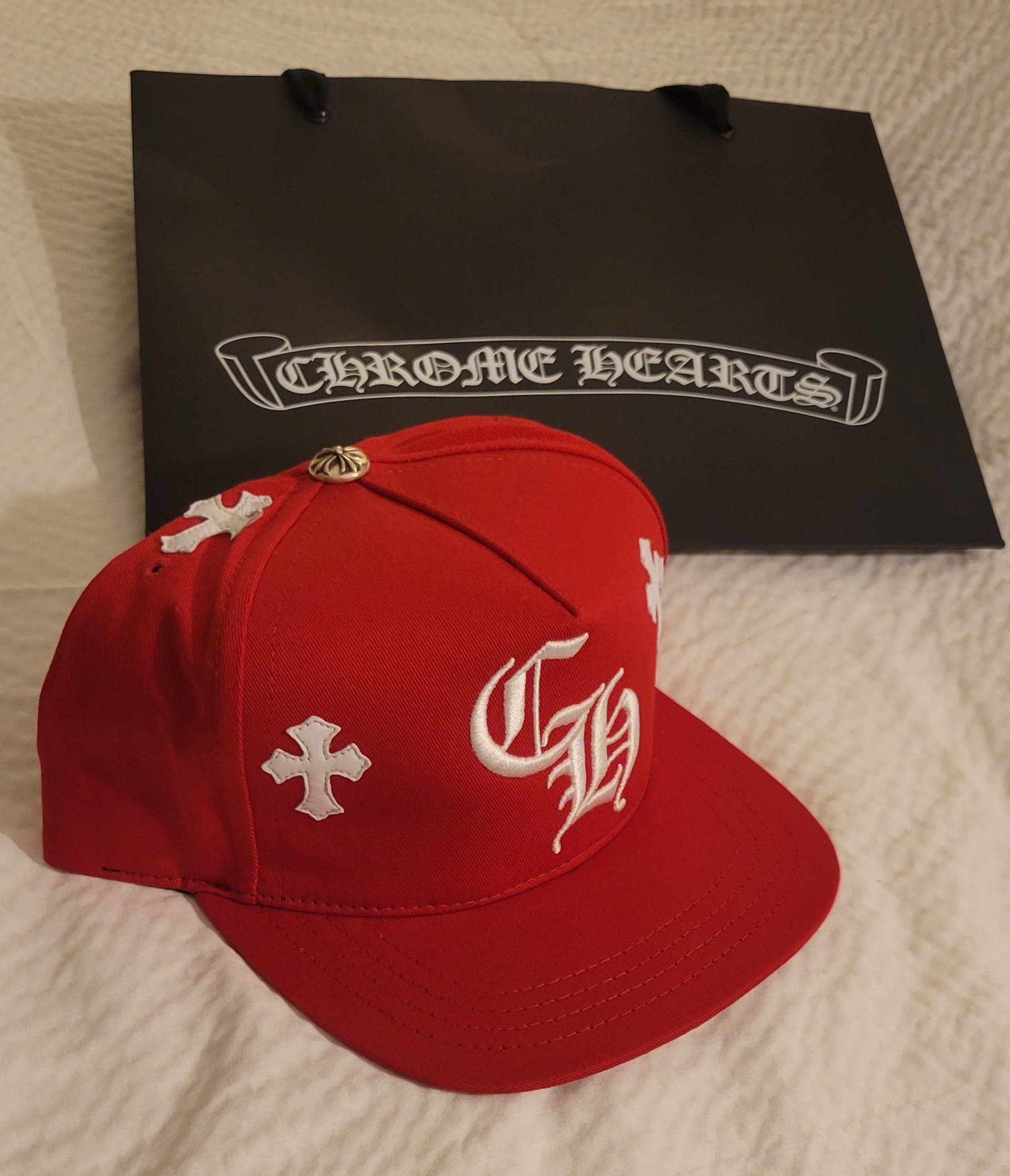 Chrome Hearts Red Chrome Hearts Trucker Hat with Patches | Grailed