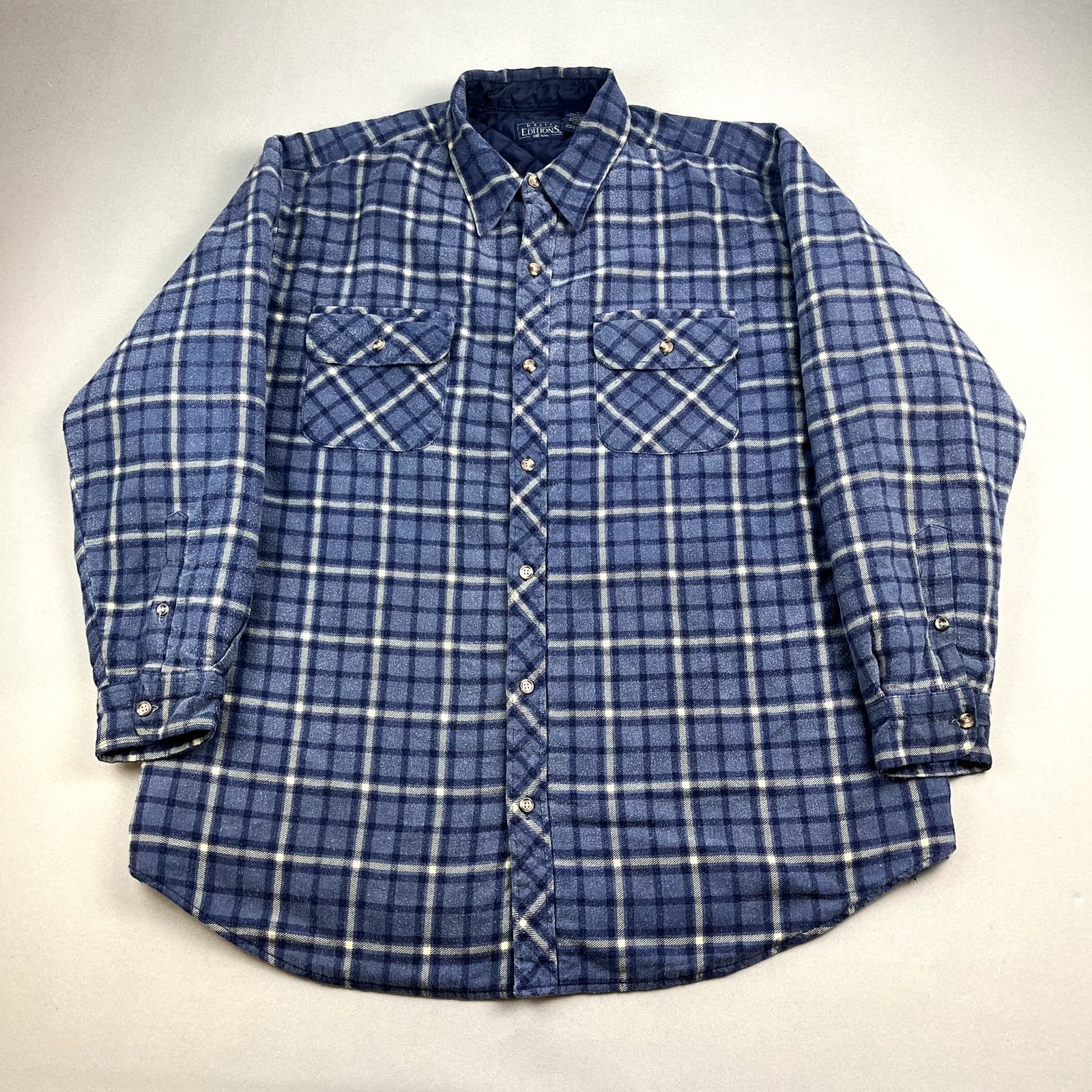 Basic Editions × Vintage Vintage Flannel Shirt Jacket XL Tall Blue ...