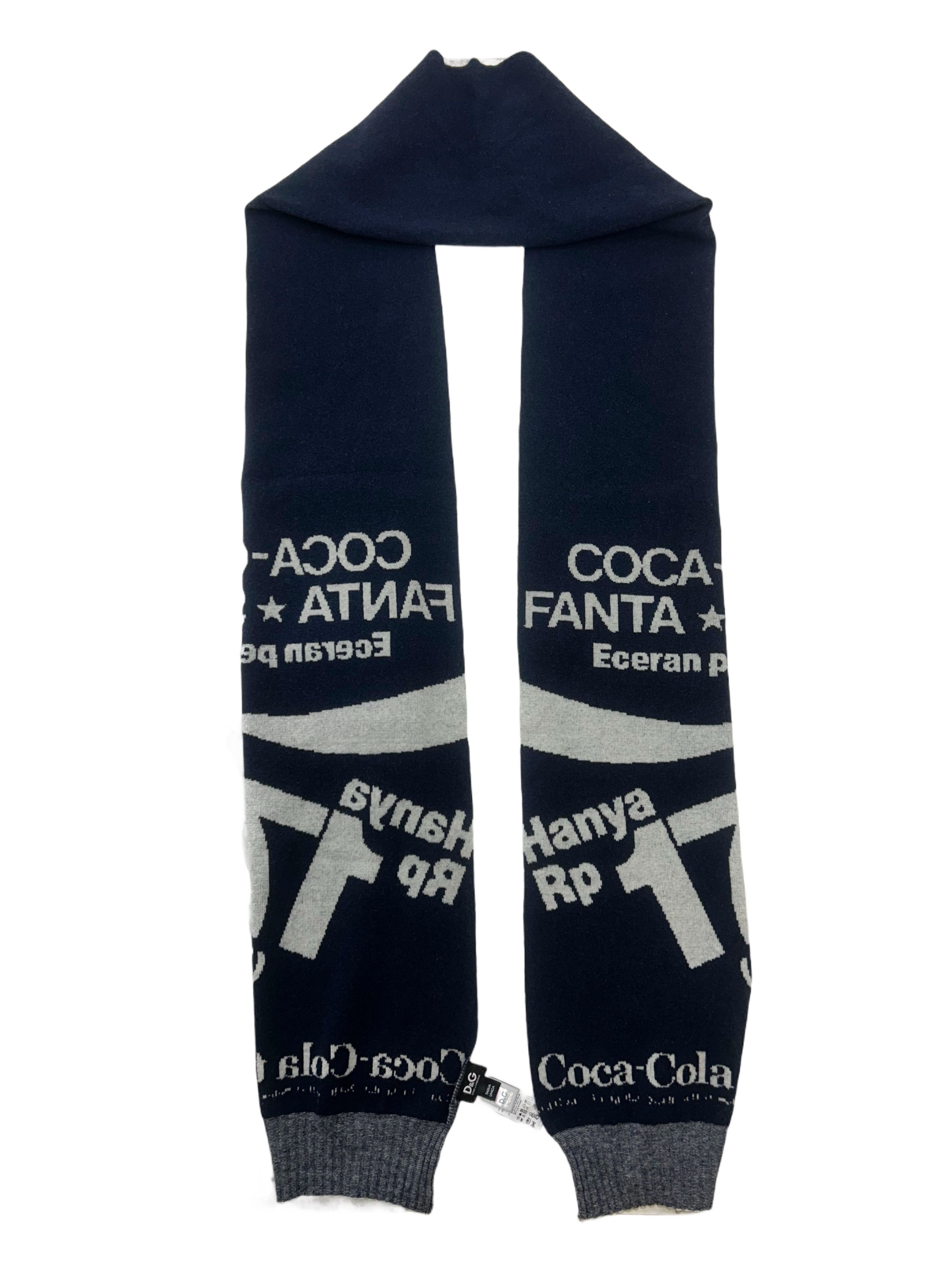 Dolce & Gabbana D&G Blue Wool Scarf With Coca Cola / Fanta Motif | Grailed