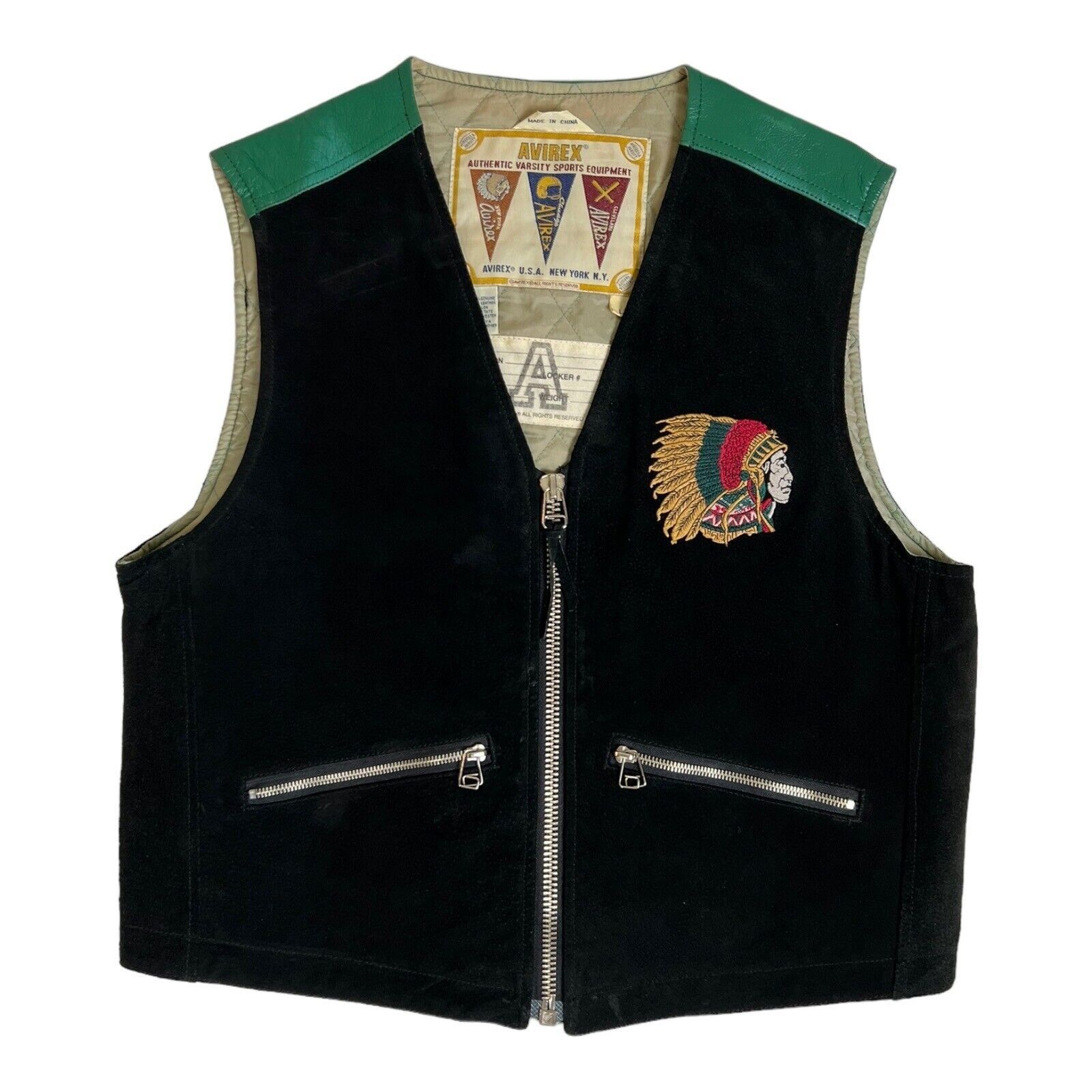 Avirex Vintage Avirex Leather Jacket Vest Size Large Native America ...