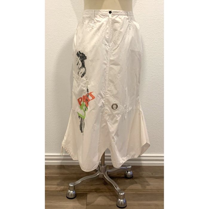 Streetwear Alain Weiz White Pass 5 Cotton Asymmetrical Maxi Skirt Size ...