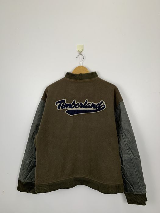 Timberland Vintage 90s Timberland Sleeve Leather Varsity Jacket | Grailed
