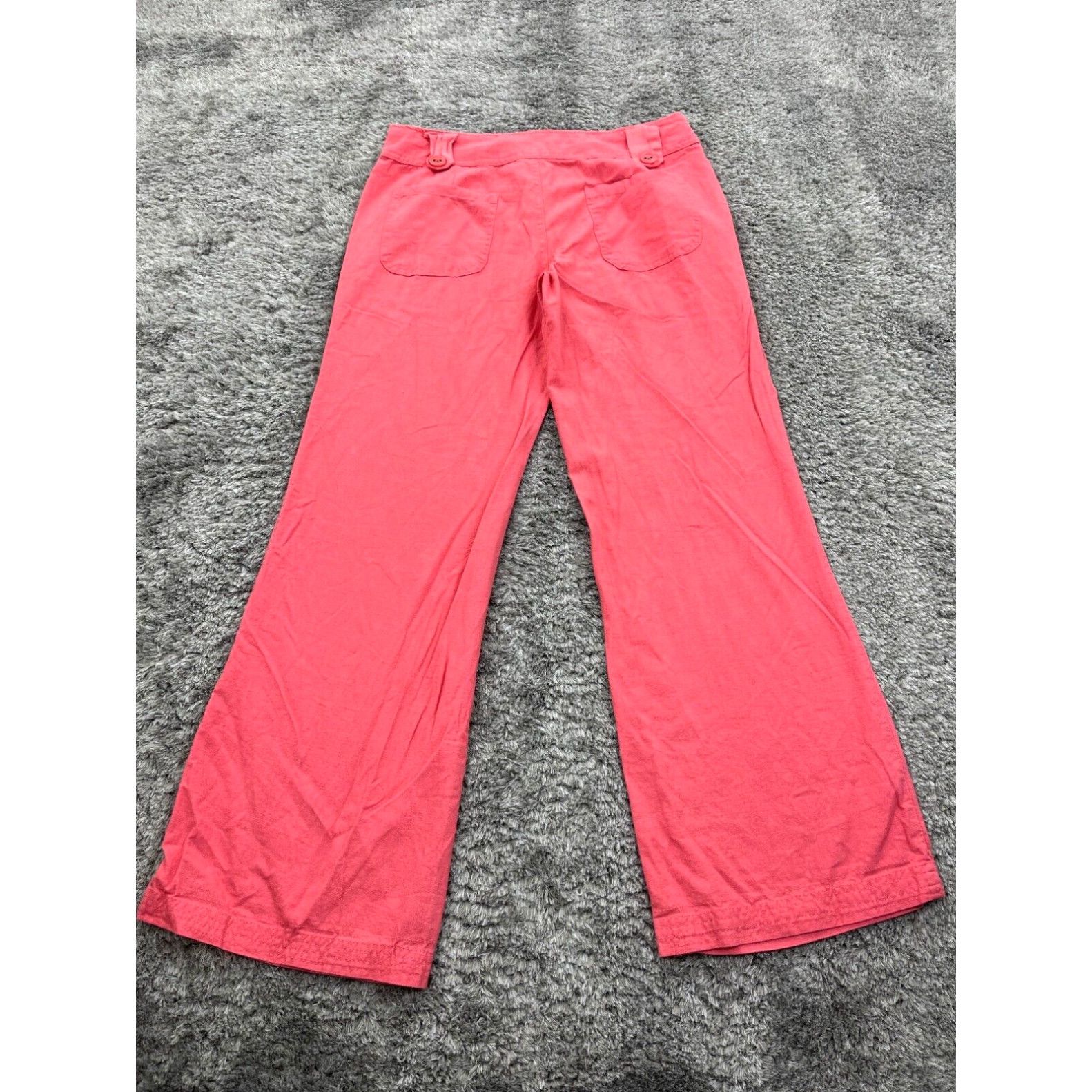 Vintage Body Central Pants Womans Large Pink Linen Flared Wide Leg Bell ...