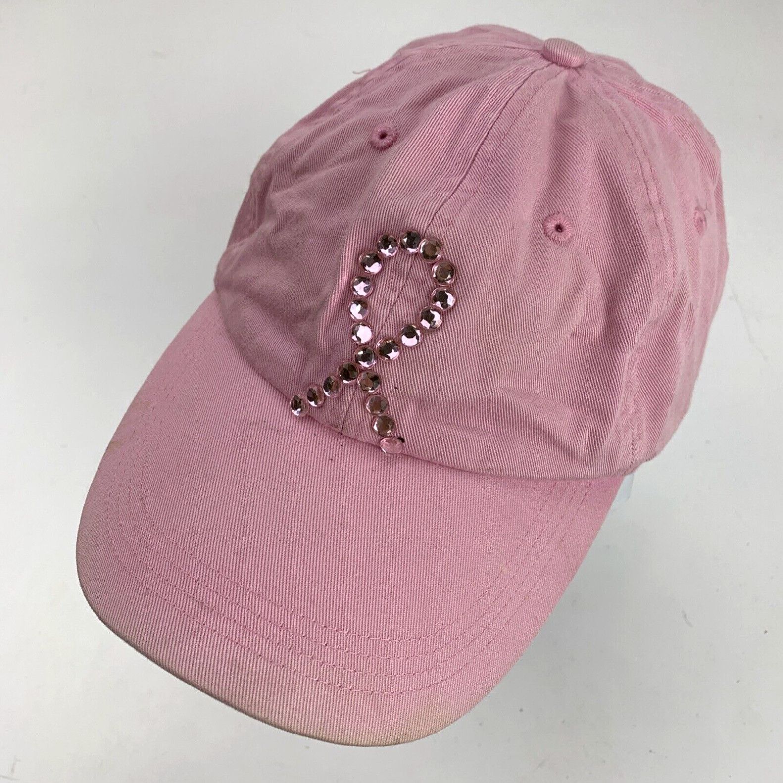 Vintage Breast Cancer Awareness Jeweled Pink Ball Cap Hat Adjustable ...