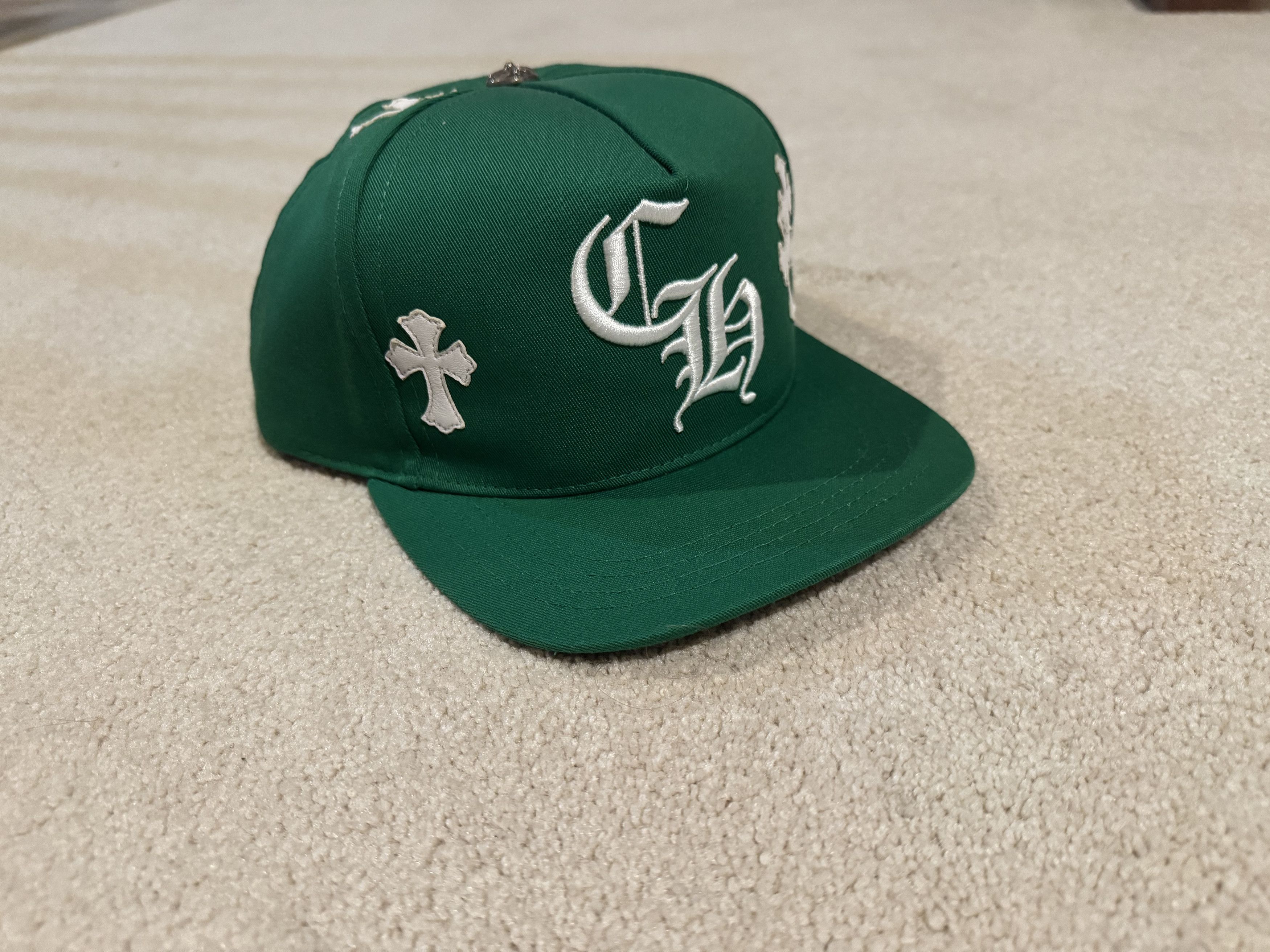 Chrome Hearts Chrome Hearts Green Cross Patch Hat | Grailed