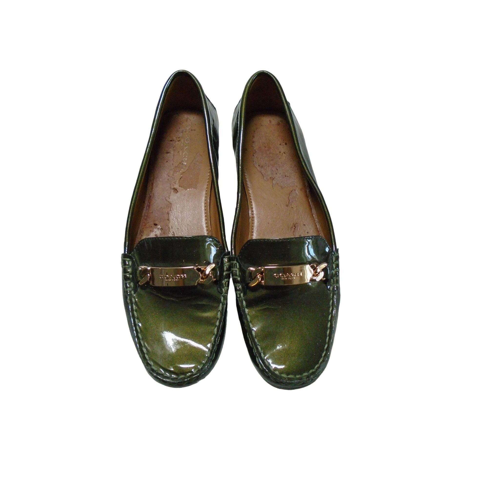 Coach Coach Metallic Olive Green Slip On Loafer 9.5 - Gold Hardwar ...