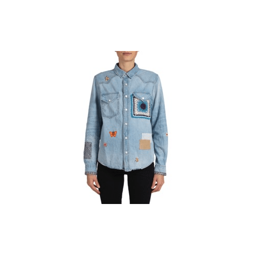 Amiri Blue Crochet And Patch Denim Shirt Size S | Grailed