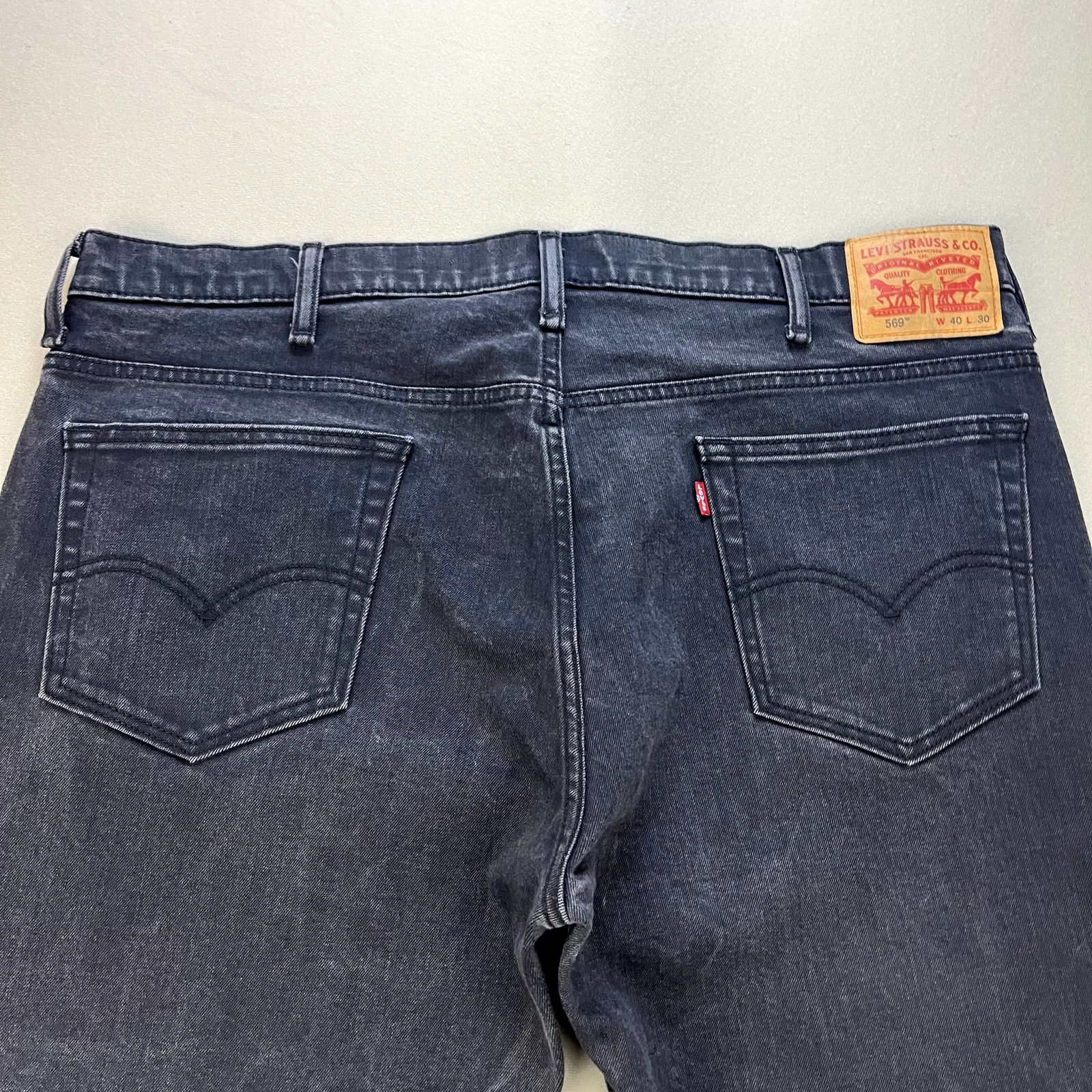 Levi's Levis 569 Jeans 40x30 Black Denim Loose Straight Charcoal | Grailed