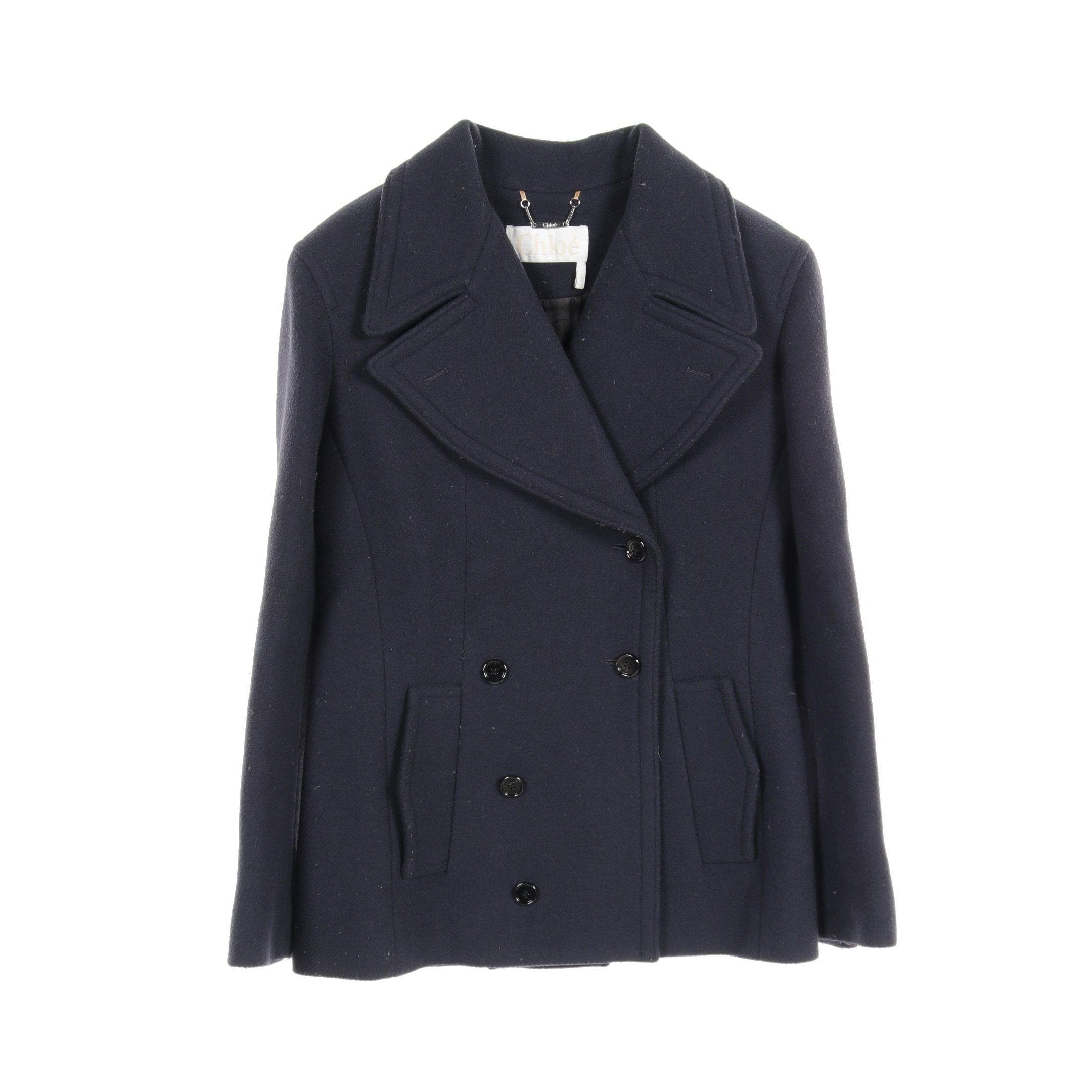 Chloe Chloe Pea Coat Wool Navy | Grailed