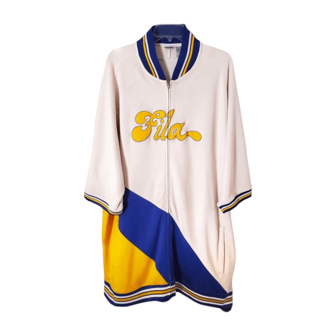 Fila 90s Fila 4XL jacket zip short sleeve cream blue yellow men | Grailed