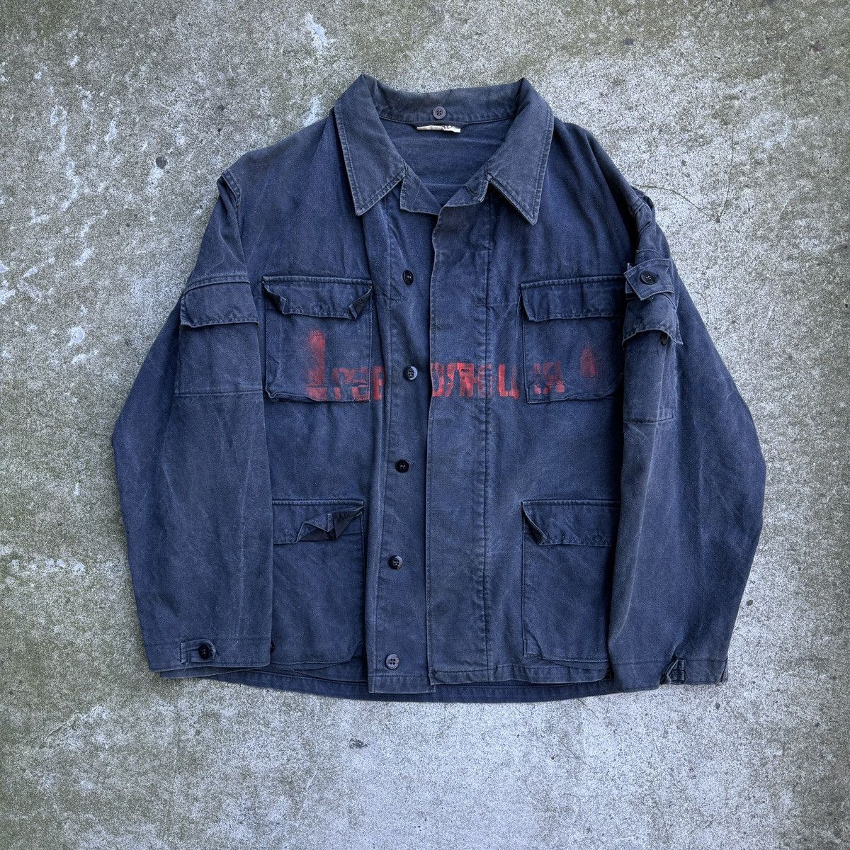 Streetwear × Vintage VINTAGE FADED STENCIL CARGO WORK JACKET | Grailed