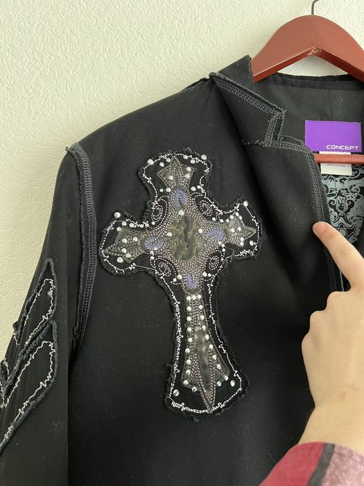 Vintage Vintage Early Y2k Affliction Crosses Raw Edge Blazer Jacket ...