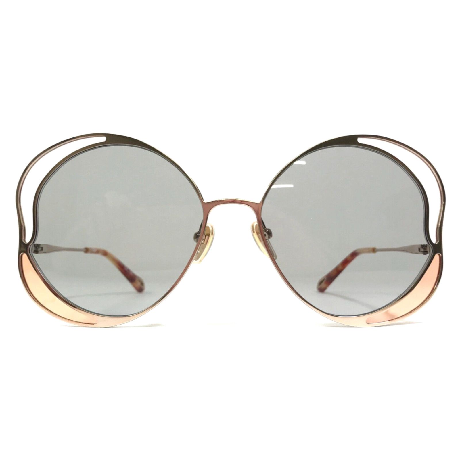 Frame Chloe Sunglasses CH0024S 002 Gold Round Wire Rim Frames with Gray ...