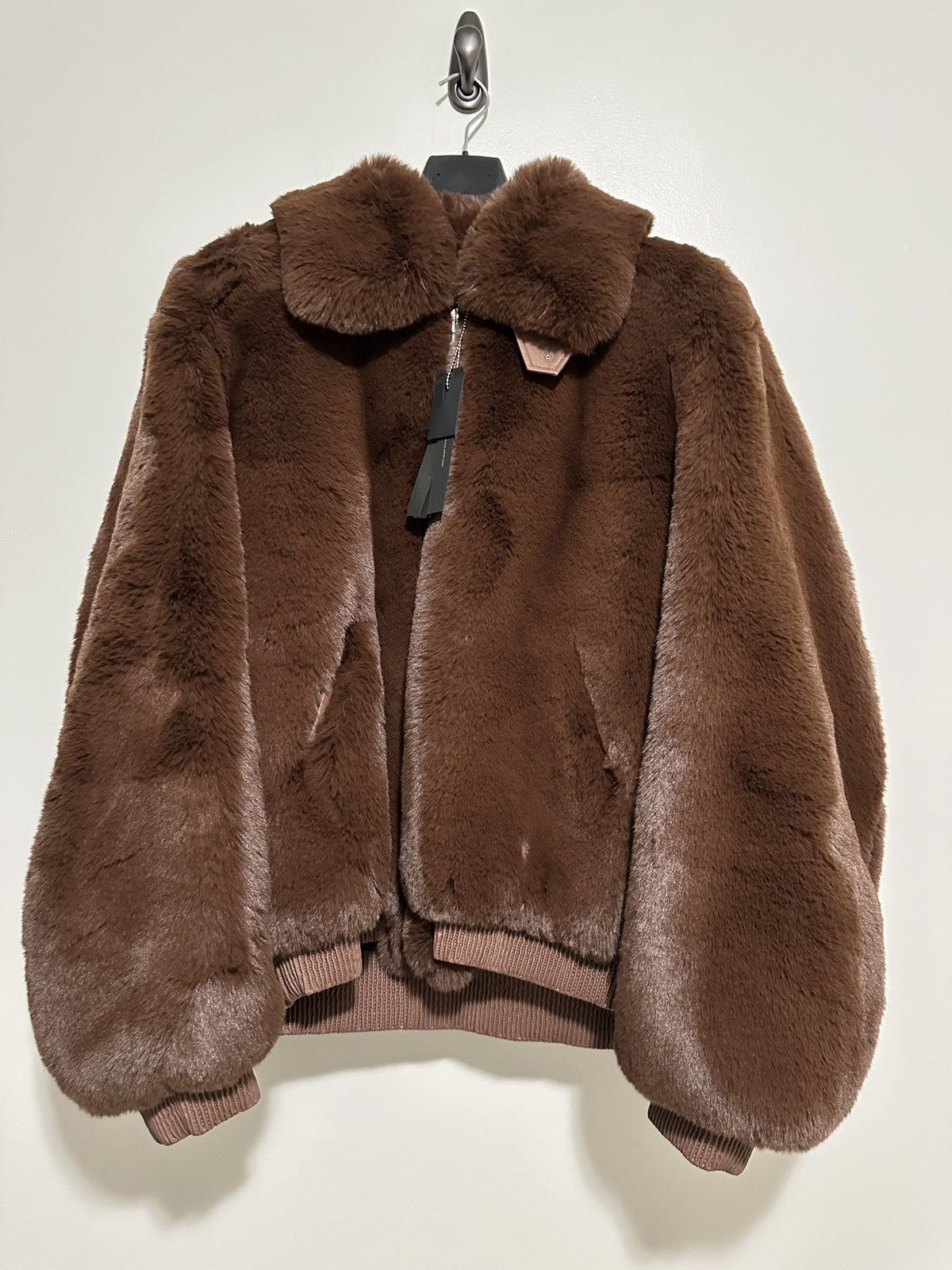 Amiri AMIRI Cropper Faur Fur Zip Jacket Potting Soil 58 NEW | Grailed