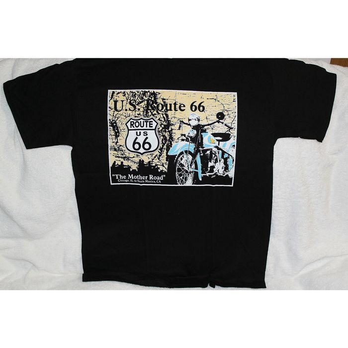 Route 66 MOTORCYCLE US ROUTE 66 THE MOTHER ROAD AMERICA USA MAP T-SHIRT ...