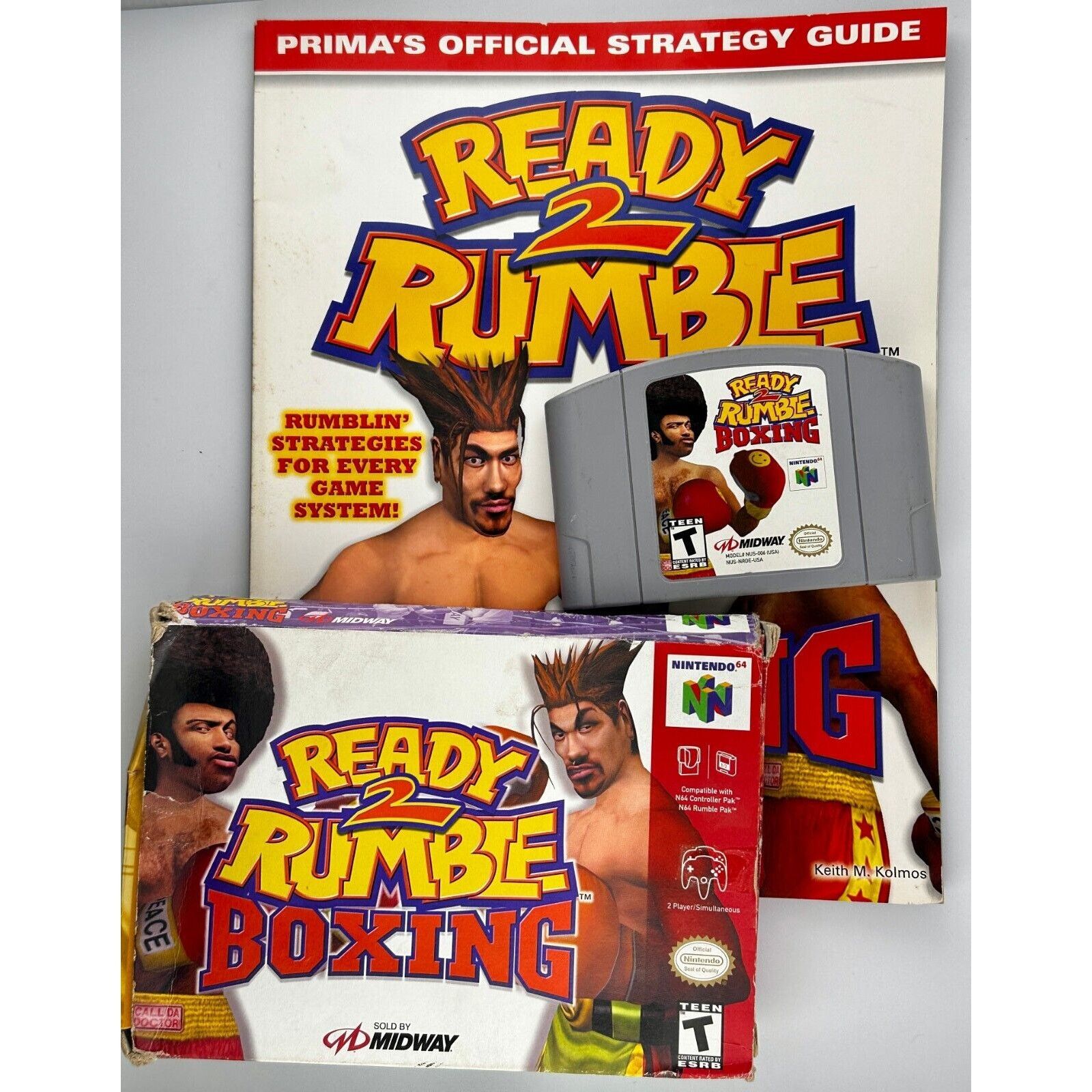 Nintendo N64 Ready 2 Rumble Boxing Original Cart +box +Strategy Guide ...