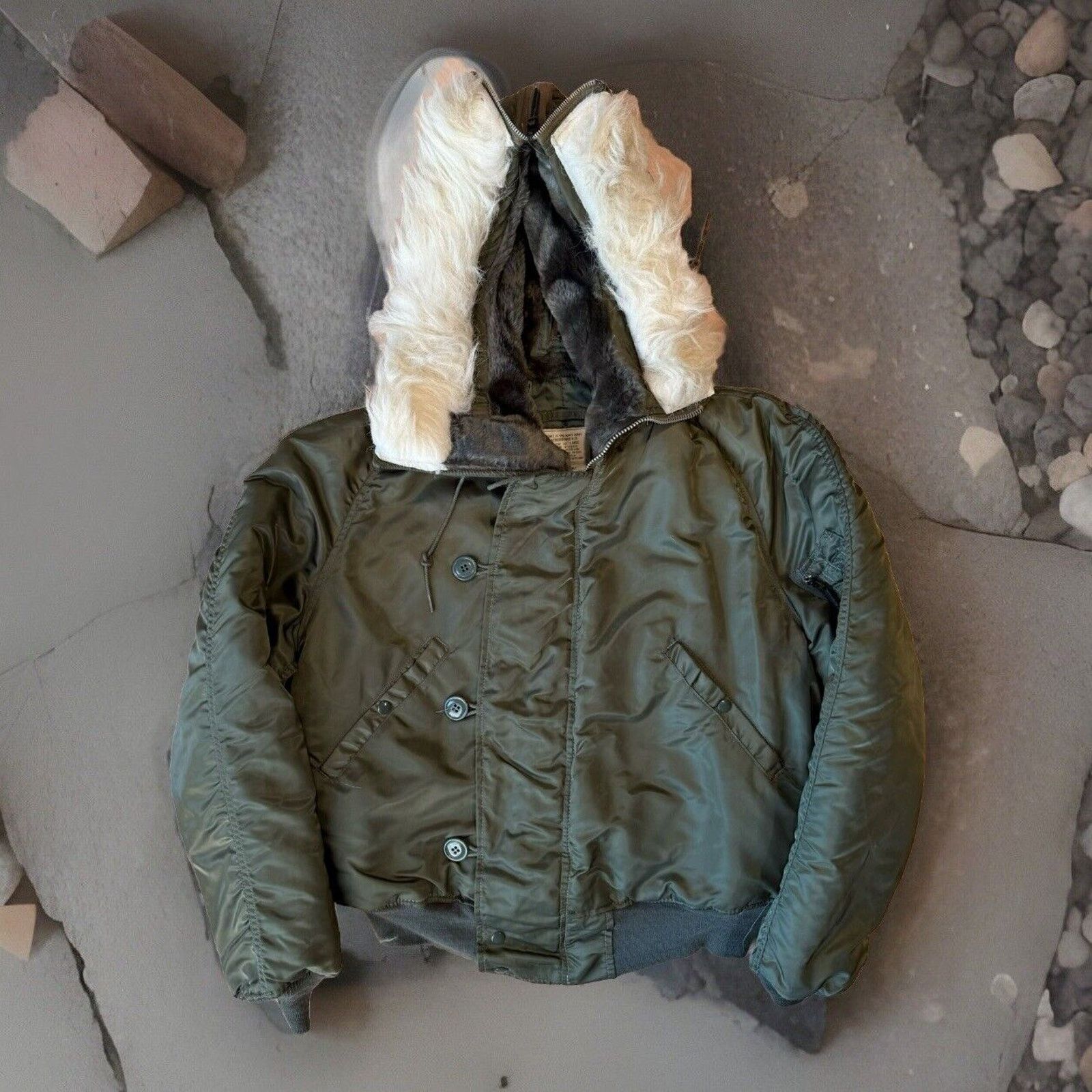 Military × Vintage Vintage Military N2B Jacket Large Green 70s Full Zip ...