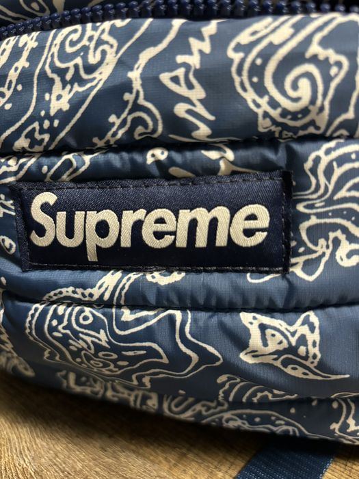 Supreme Blue Paisley Supreme puffer backpack | Grailed