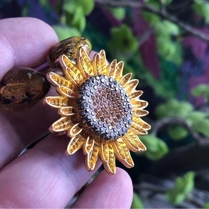 Handmade Handcrafted repurpose crystal sunflower Pearl necklace | Grailed