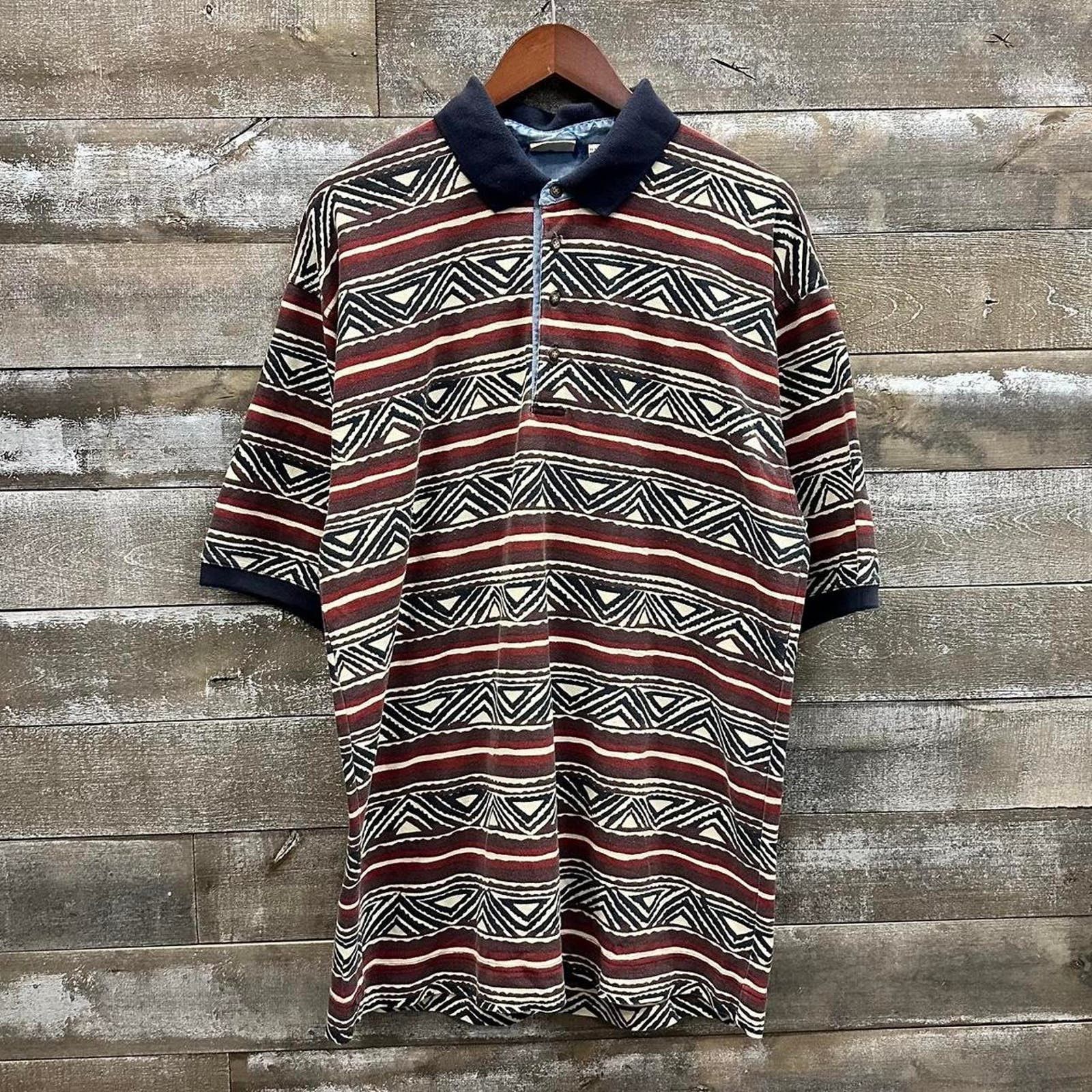 Bugle Boy Vintage Bugle Boy Striped Polo Shirt Red and Black Mens XL ...