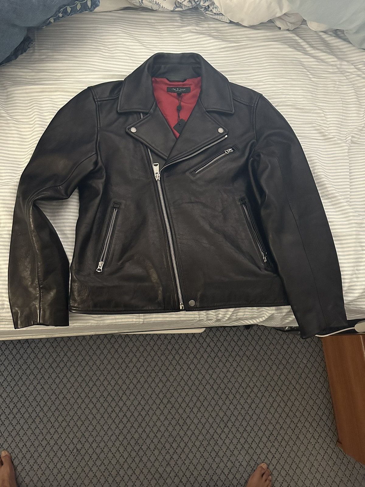 Rag & Bone Rag and bone buzz moto leather jacket size large new | Grailed