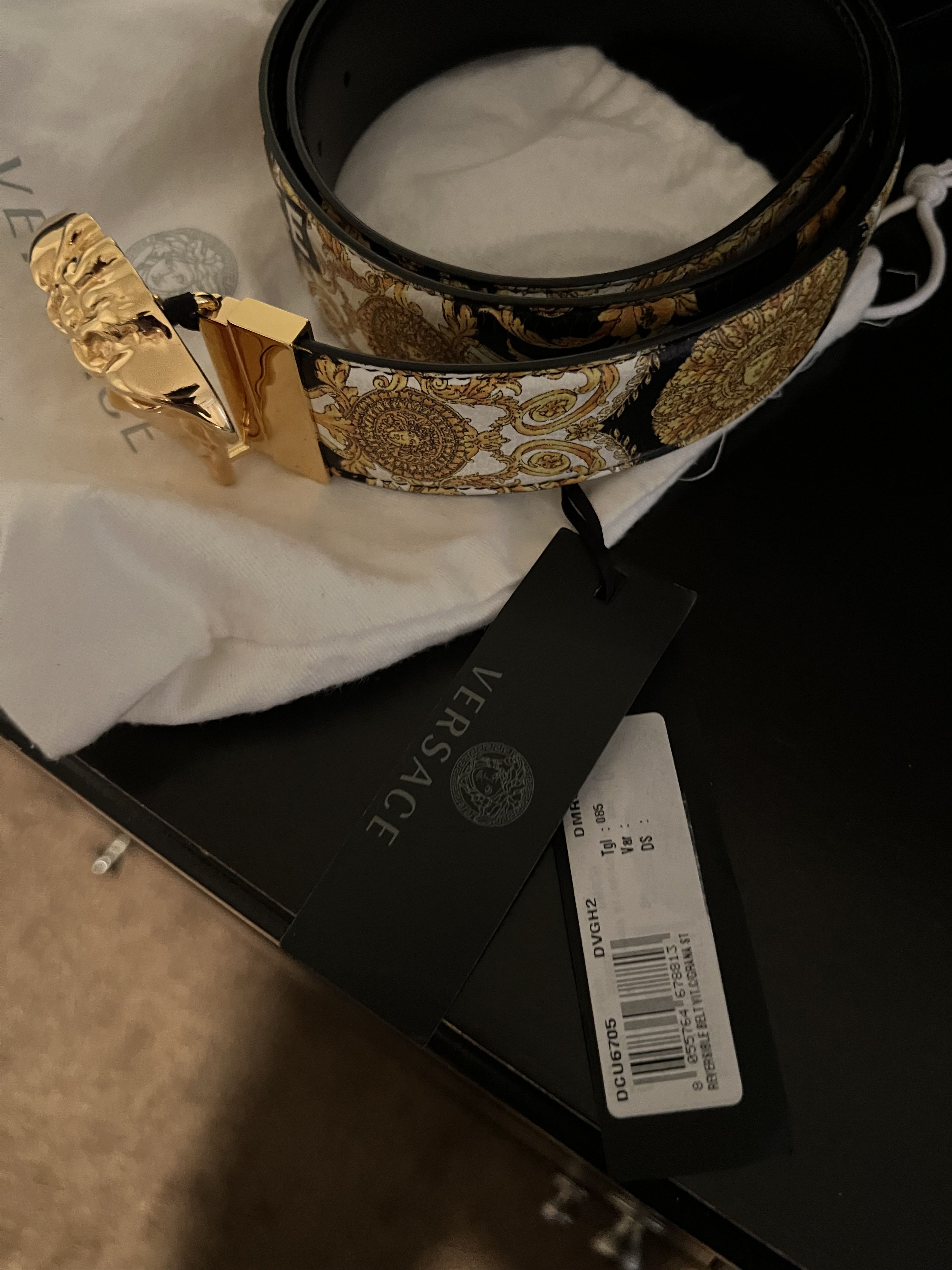 Versace Versace belt Medusa head black white and gold | Grailed