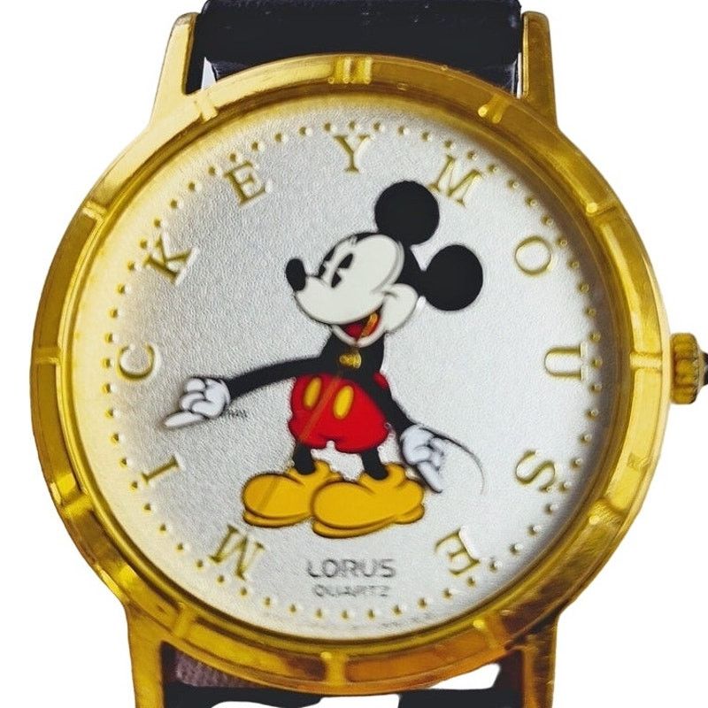 Disney Disney Lorus Mickey Mouse Gold-Toned Watch Black Band Rare | Grailed