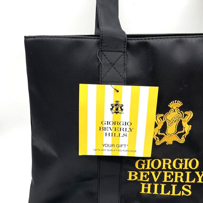 Giorgio 90s Giorgio Beverly Hills Black Gold Embroidered Tote 18x14" | Grailed