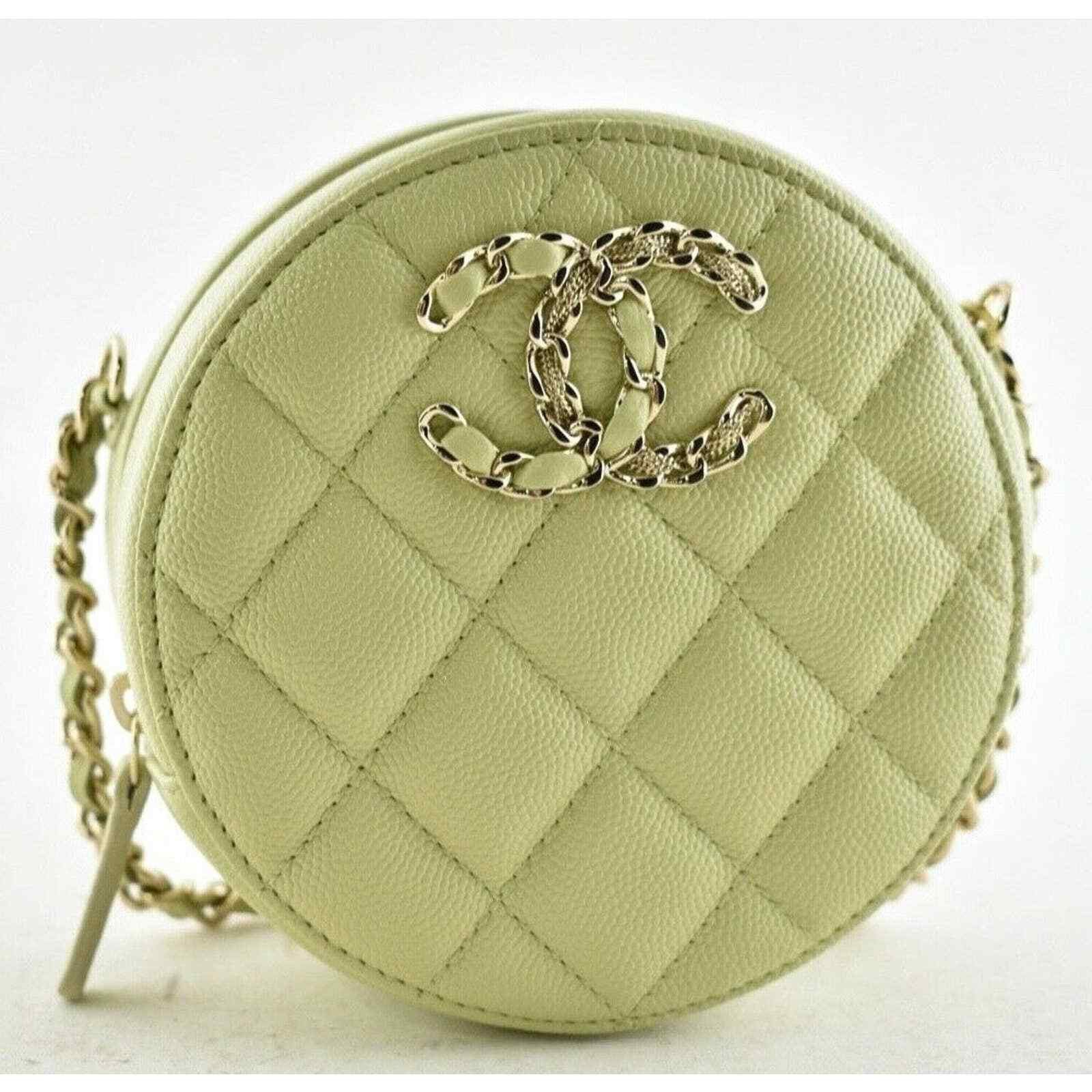 Chanel Chanel 20K Round Circle Clutch On Chain Green Caviar CC Bag ...