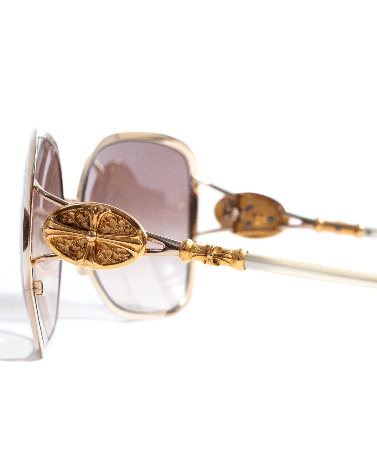Chrome Hearts *RARE* 12k Gold Chrome Hearts Slunt Sunglasses White ...