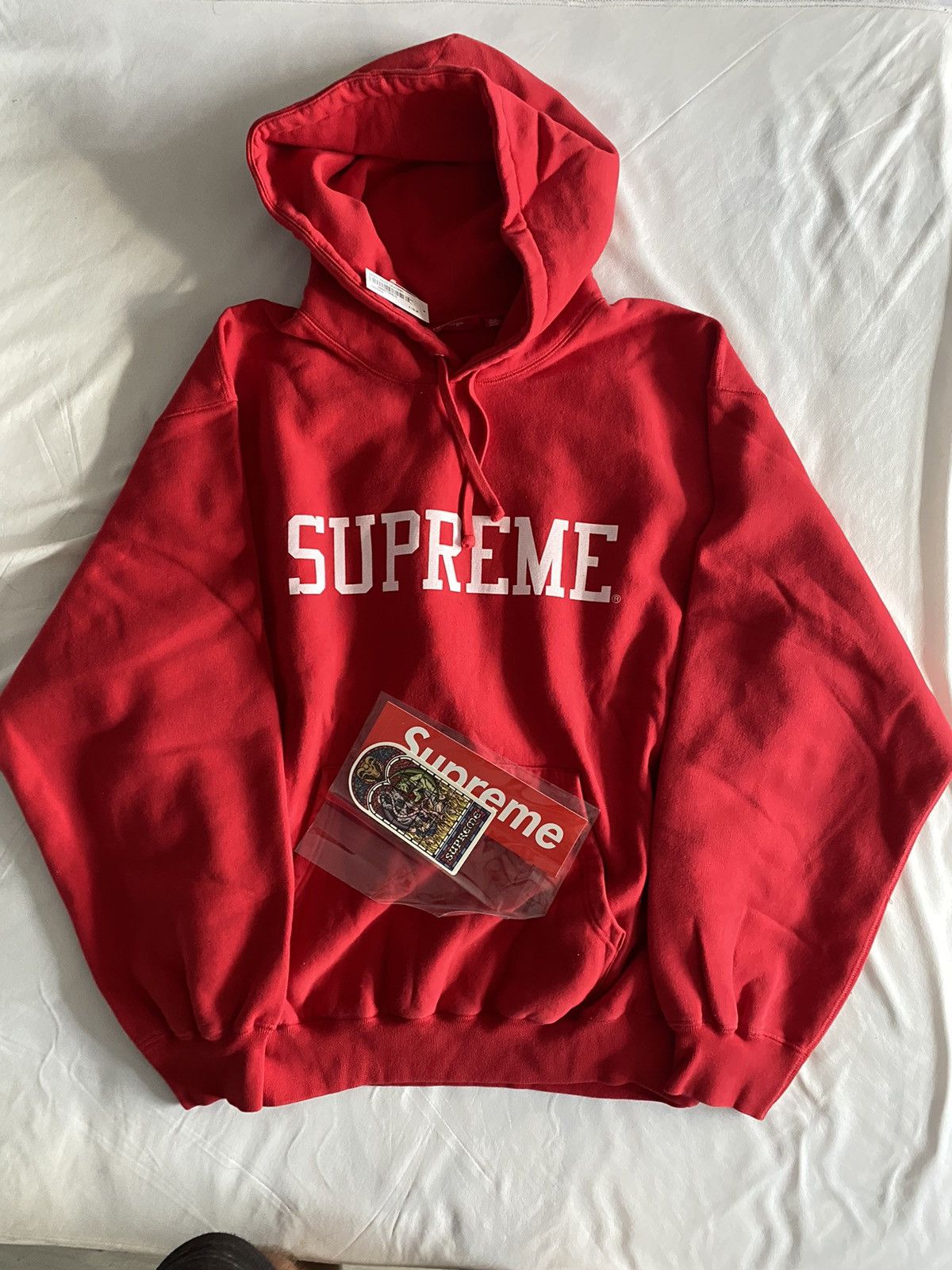 Supreme Varsity Hooded Sweatshirt Red | Grailed