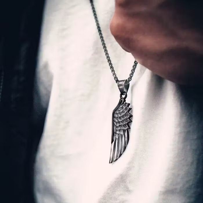 Chain × Cuban Link Chain × Streetwear Black Wing Pendant Necklace | Grailed