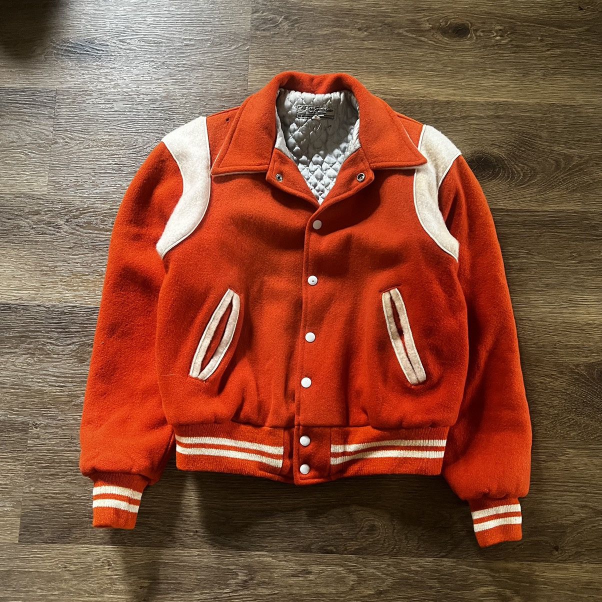 Vintage Vtg 70s Orange Wool Letterman's Jacket | Grailed