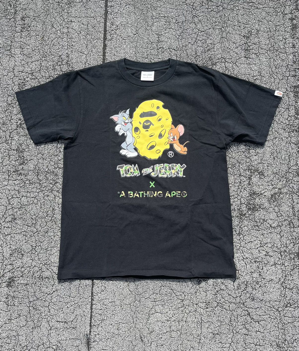 Bape × Disney Bape x Tom And Jerry Cheese Ape Head Tee | Grailed