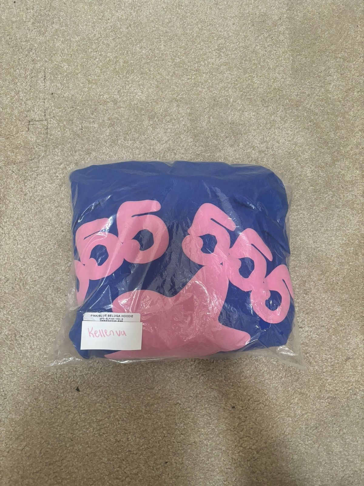 Spyder Sp5der “555 555” Blue & Pink Beluga Hoodie | Grailed