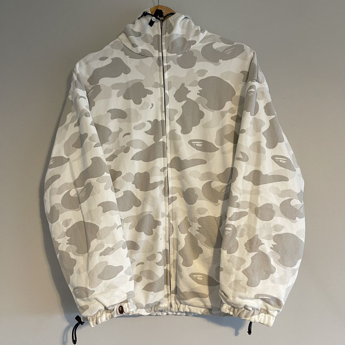 Bape OG Bape REVERSIBLE White Camo Zip Up Hoodie Nylon Jacket | Grailed