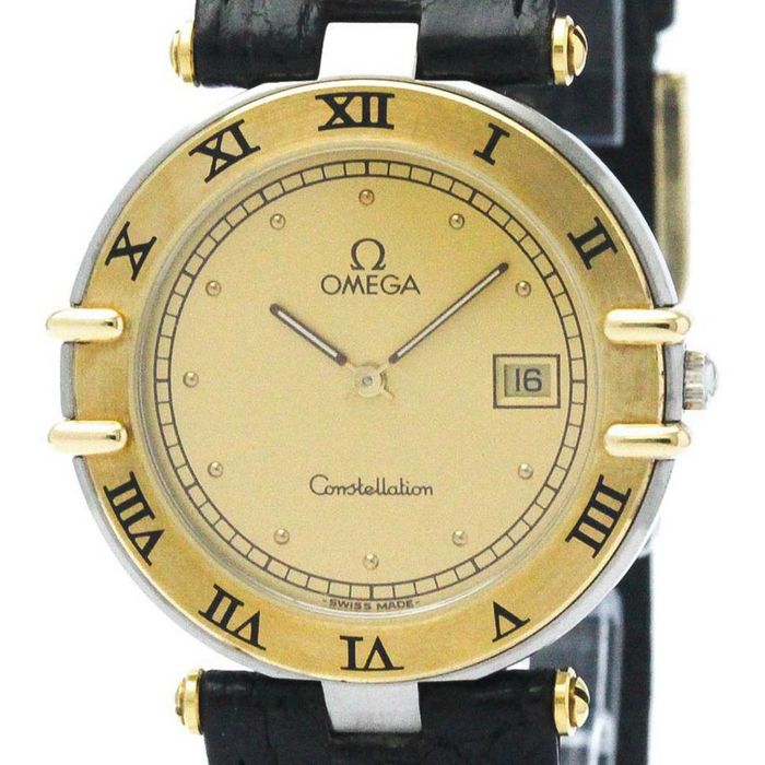 Omega Polished OMEGA Constellation 18K Gold Steel Quartz Mens Watch 396 ...