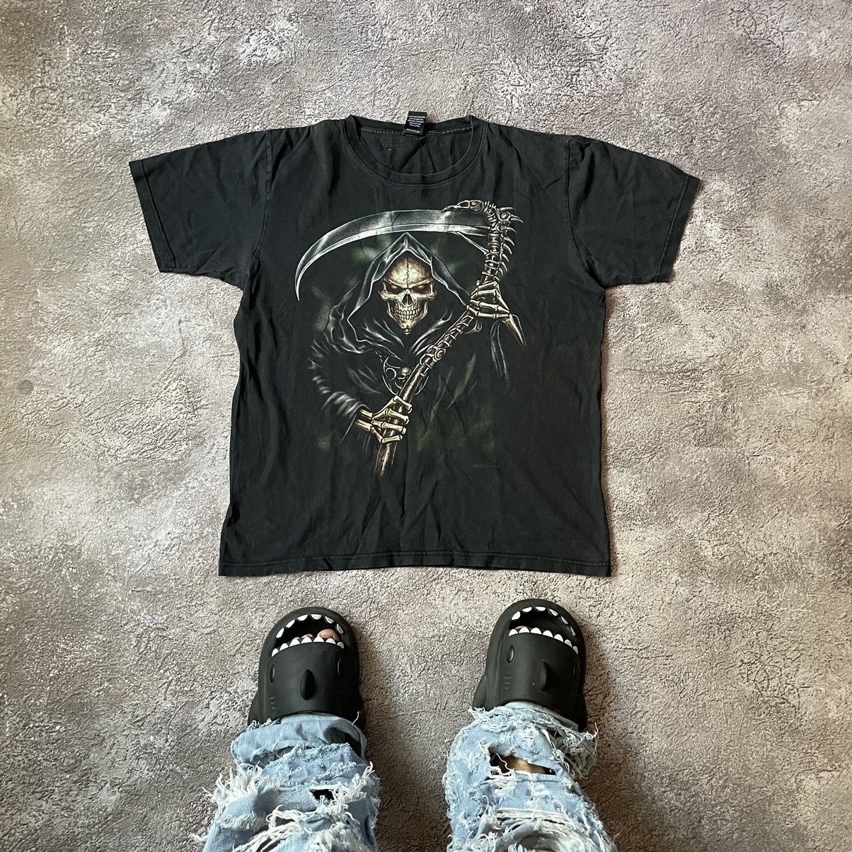 Band Tees × Streetwear × Vintage Vintage Y2K SKETON CREEPY FACE Horror ...