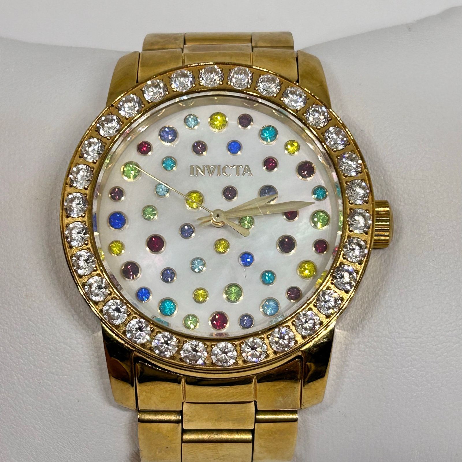 Invicta Invicta Angel Lady Gold Tone Crystal Bezel Watch New Battery ...
