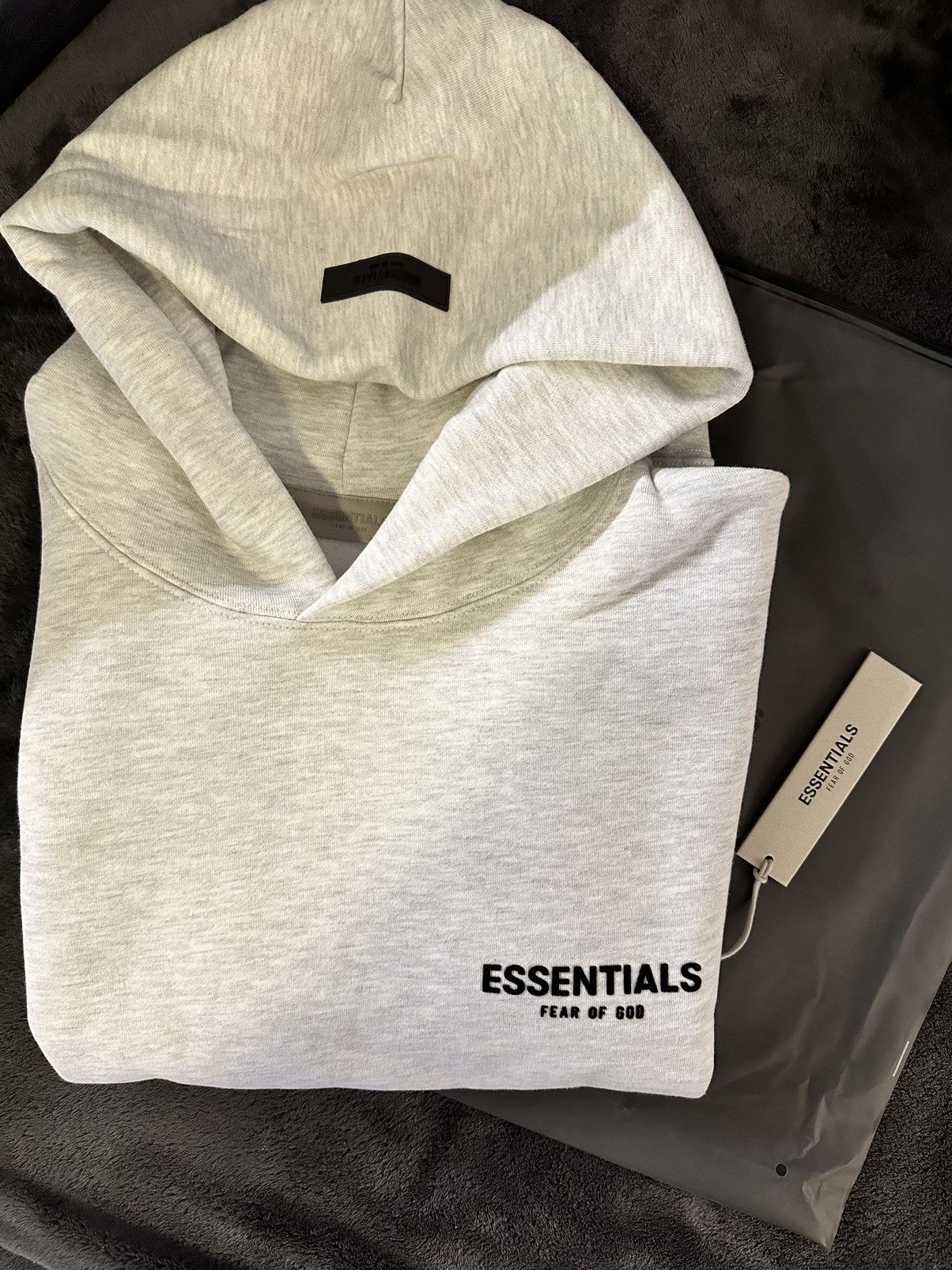 Pacsun Fear of God Essentials Hoodie Light Oatmeal | Grailed