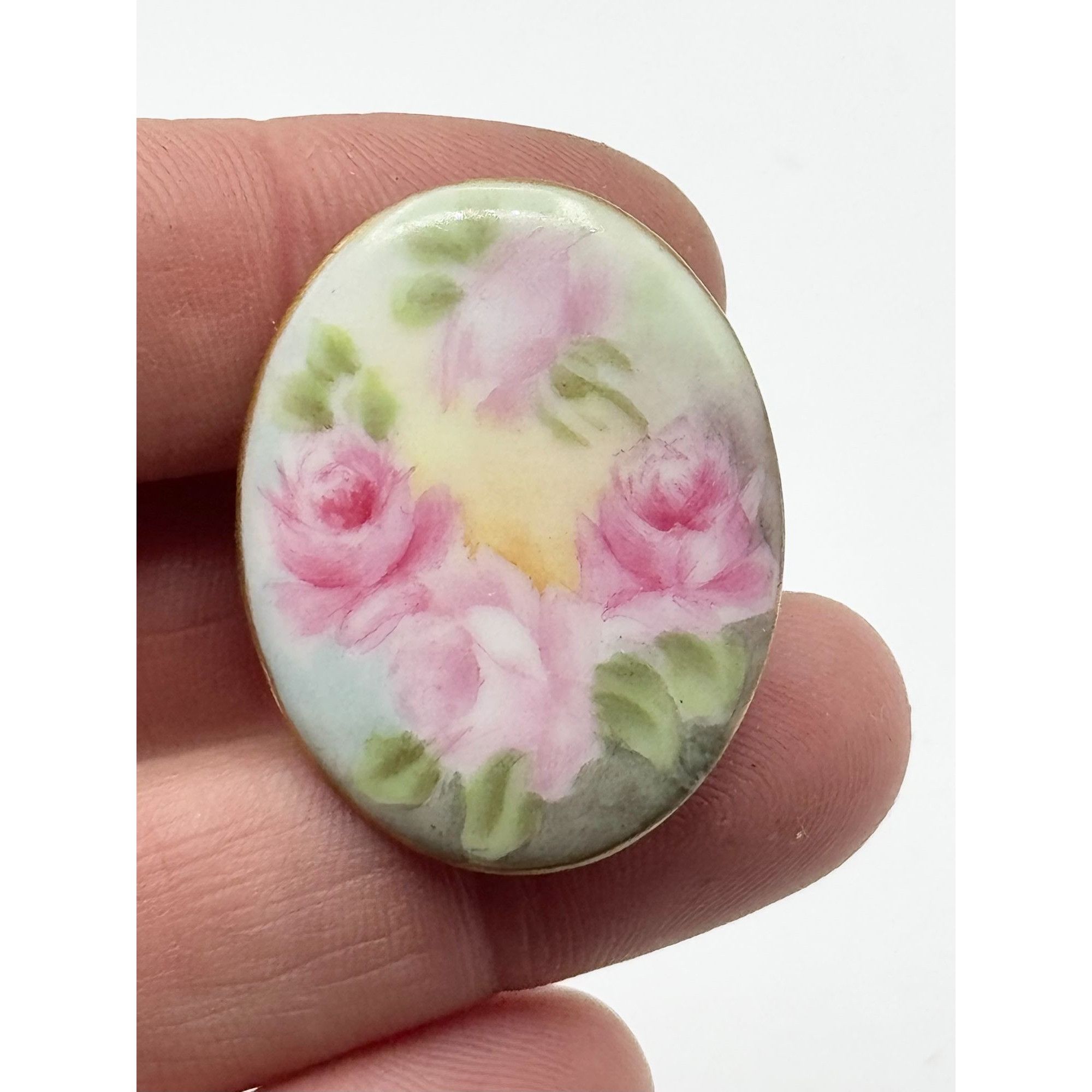 Vintage Antique painted porcelain floral button stud | Grailed