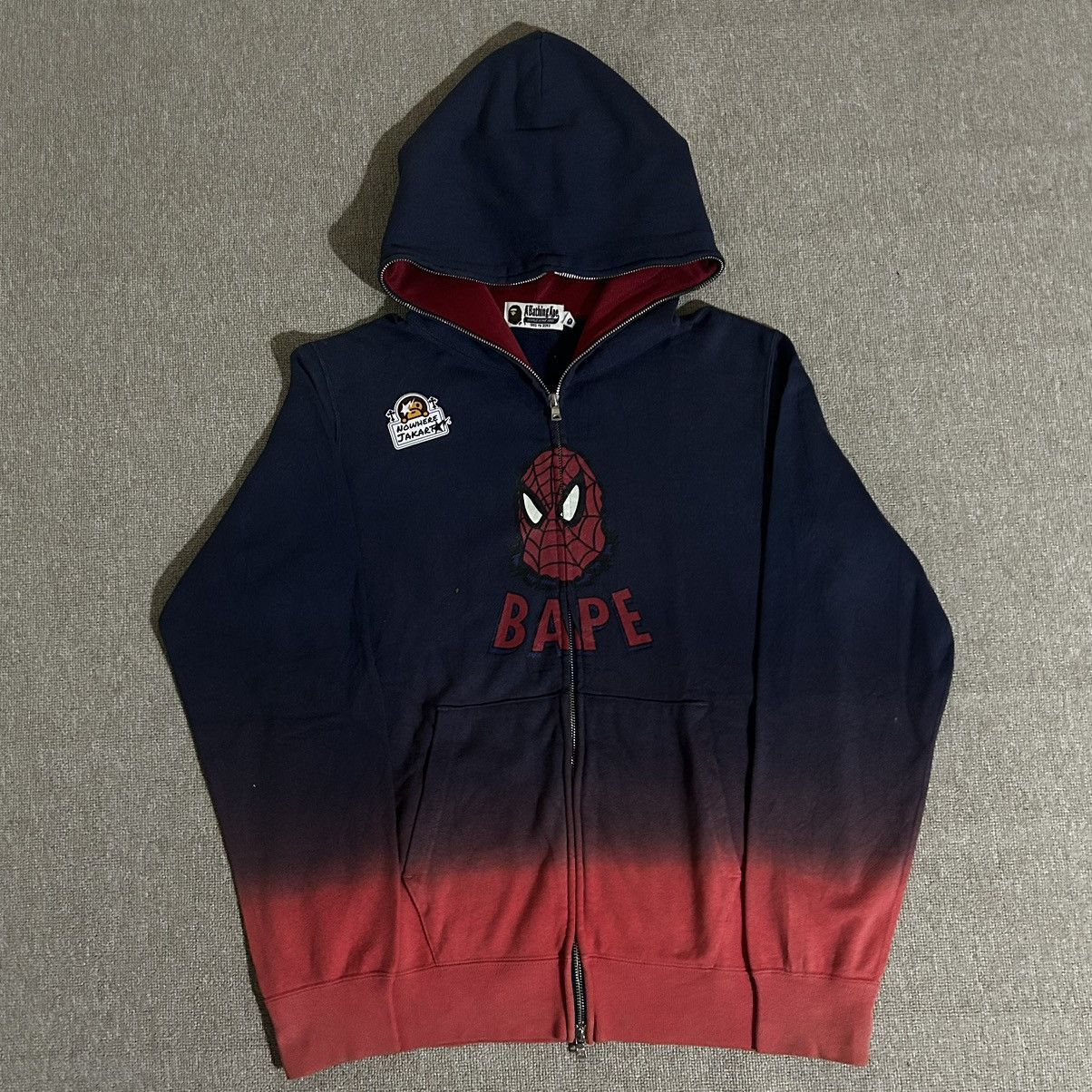 Bape Bape x Marvel Spiderman Gradient Full Zip Hoodie | Grailed