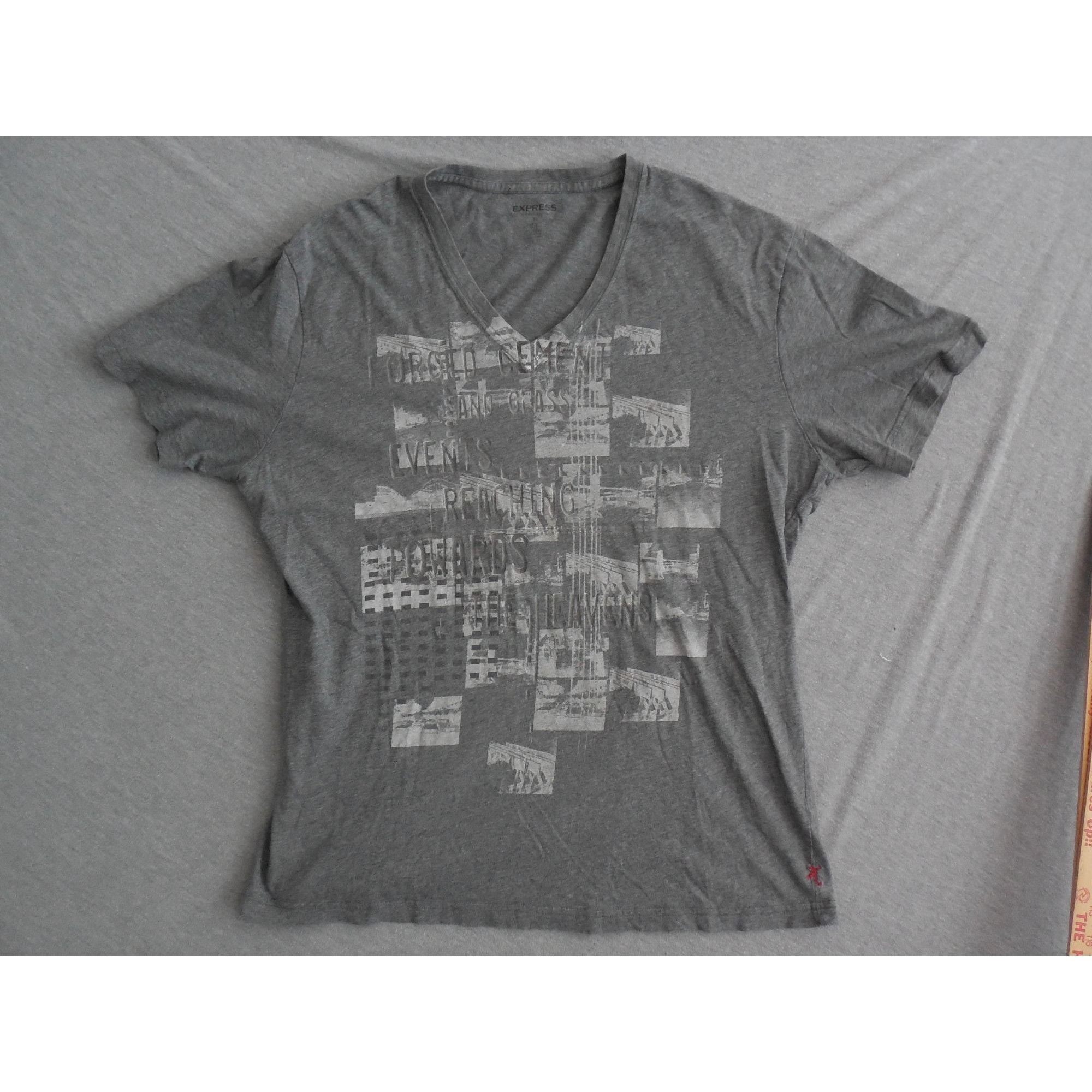 Express Vintage Express Tshirt Men Sz XL V Neck Short Sleeve Gray Bi ...