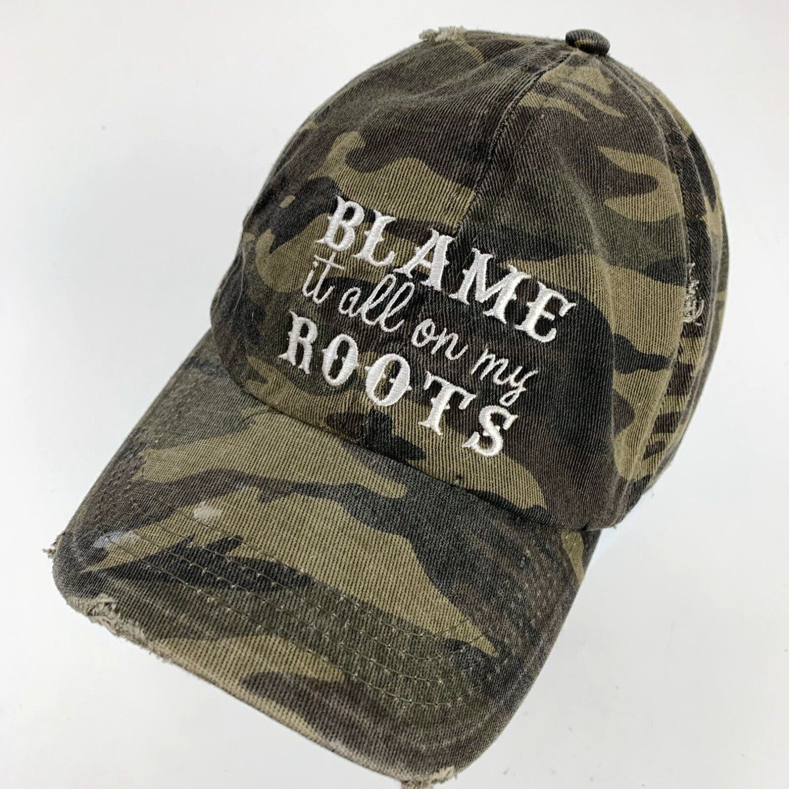 Roots Blame It On My Roots Ball Cap Hat Adjustable Baseball Camouflage ...