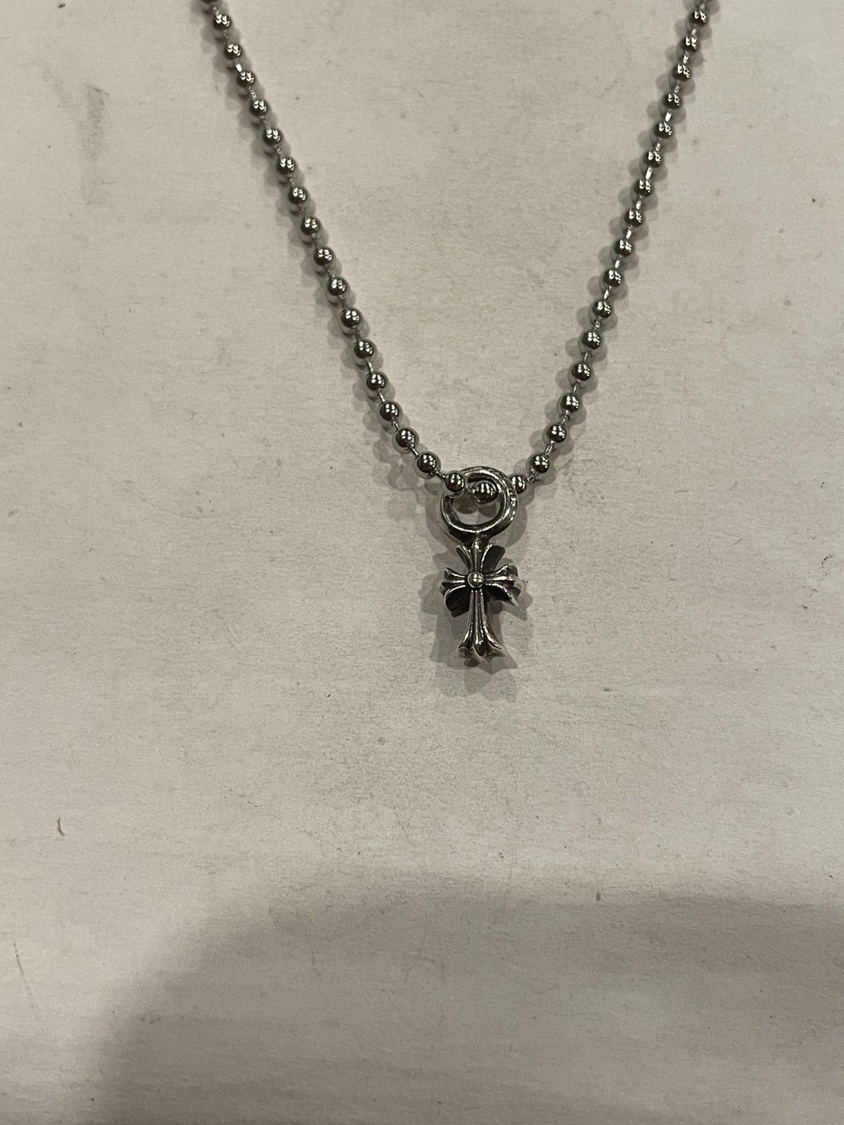 Chrome Hearts Chrome Hearts Cross Pendant Ball Chain Silver Necklace ...