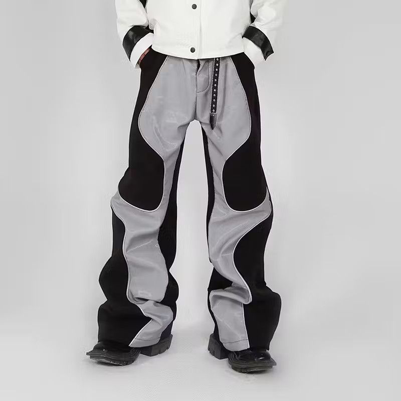 Streetwear Patchwork Men Trousers High Street Straight Pants | Grailed