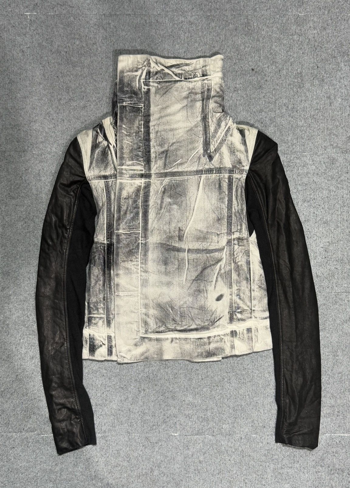 Rick Owens × Rick Owens Drkshdw Rick Owens - 2000s Leather Denim Jacket ...